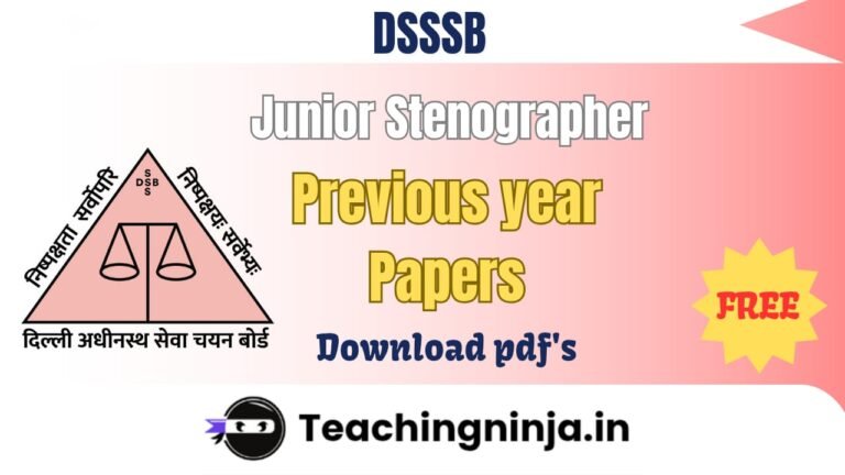 DSSSB Junior Stenographer Previous papers 2021 pdf download
