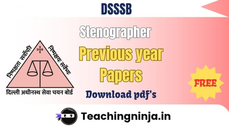 DSSSB Stenographer New Previous Papers 2021 pdf Download