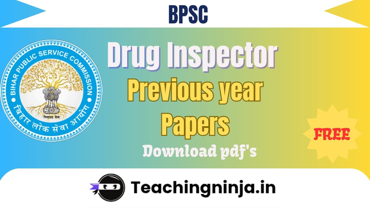 BPSC Drug Inspector Previous Papers 2023 pdf download