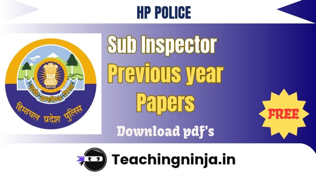 HP Police SI 2019 Previous Papers pdf link to download
