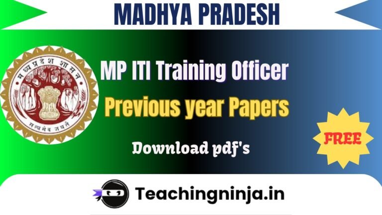 MP ITI Training Officer 2024 Previous Papers Free Pdf