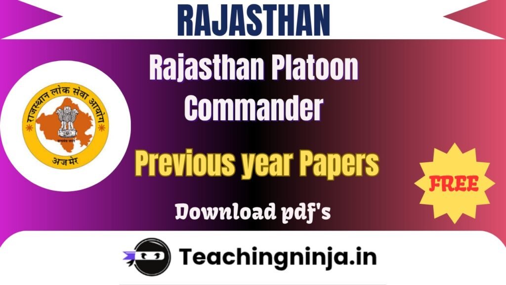 Rajasthan Platoon Commander 2018 Previous Papers Free
