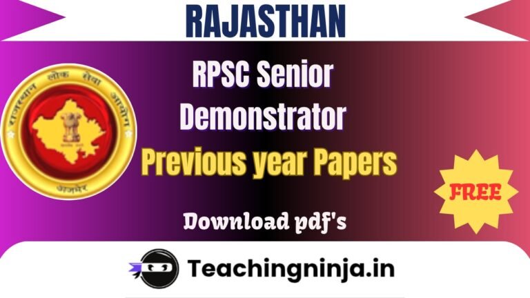 RPSC Senior Demonstrator 2020 Previous Papers Pdf Free