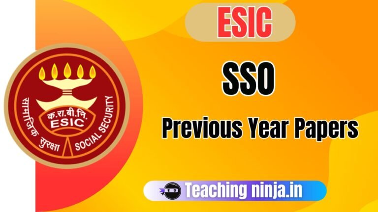 ESIC SSO Previous Question Papers Pdf Free Download