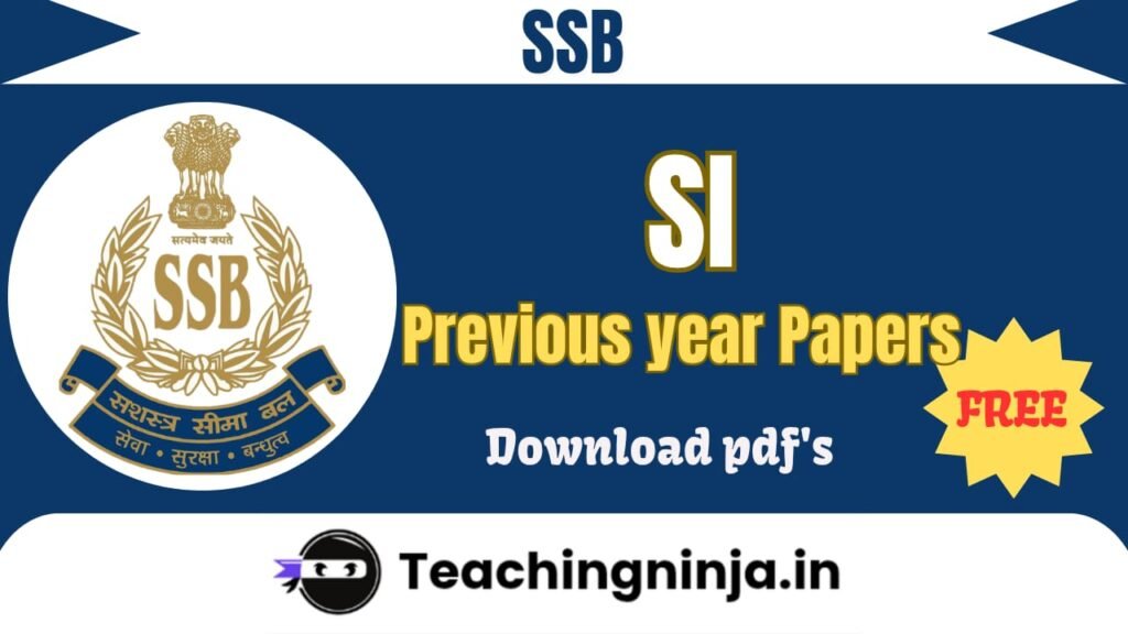 SSB SI Previous Year Papers Pdf Free Download