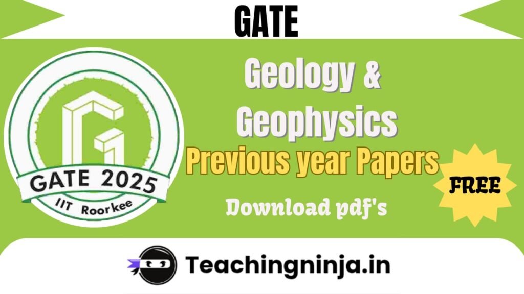 GATE Geology and Geophysics Previous Papers Pdf Download